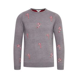 Strickfleece-Pullover oxmo "Strickpullover OXChristel", Damen, Gr. S, grau (medium grau melange), Obermaterial: 100% Polyacryl PAN., Pullover