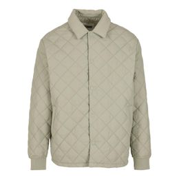 Allwetterjacke Urban Classics "Urban Classics Quilted Overshirt", Herren, Gr. XL, beige (softsalvia), 100% Nylon, unifarben, relaxed fit, amerikanischer Ausschnitt, Jacken