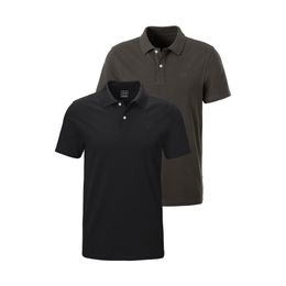Poloshirt John Devin, Herren, Gr. L (52/54), schwarz, dunkelgrau, Piqu&eacute;, Obermaterial: 100% Baumwolle, Basic, regular fit normal, Rundhals, abgesteppte Kante, Shirts Shirt, mit dezenter- hochwertiger Logostickerei - 2er-Sparpack