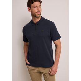 Poloshirt Street One MEN, Damen, Gr. L (42), schwarz ink blau, Web, 95% Baumwolle, 5% Elasthan, unifarben, normal normal, hoch geschlossener Ausschnitt, abgesteppt, Shirts, mit Waffelstruktur