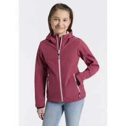 Softshelljacke CMP "KID G JACKET FIX HOOD f&uuml;r Kinder43405465", Kinder, Gr. 164, peony, Softshell, Obermaterial: 96% Polyester, 4% Elasthan. Futter: 100% Polyester. Innenseite: 100% Polyester, hoch geschlossener Ausschnitt, Windstopperb&uuml;ndchen, Jacken Softshelljacke, Atmungsaktiv & Wasserabweisend & Windabweisend,&Uuml;bergangsjacke