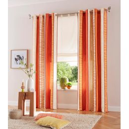 Vorhang OTTO HOME "Gosen" Gr. 2, orange (terra), B:140cm H:175cm, Microfaser, Polyester, Gardinen, Gardine, 2-er Set, Fertiggardine, L&auml;ngsstreifen