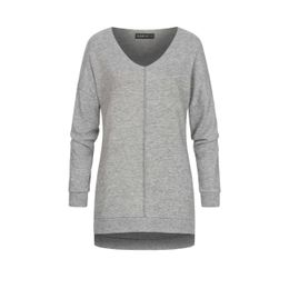 Sweater CLOUD 5IVE "CLOUD 5IVE Oversized Sweater V-Neck Pullover", Damen, Gr. L, grau melange, 80% Polyester, 15% Viskose, 5% Elasthan, unifarben, Sweatshirts Sweater