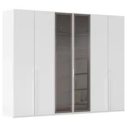 Dreht&uuml;renschrank Rauch "Schrank Garderobe SKAT SHINE Breiten 151/201/251/301cm, H&ouml;he 223/235cm", wei&szlig; (alpinwei&szlig;), B:301cm H:223cm T:63cm, Glas, Holzwerkstoff, Schr&auml;nke, Dreht&uuml;renschrank, edle Schrankfront mittig hochwertige Glasrahment&uuml;ren MADE IN GERMANY, Topseller