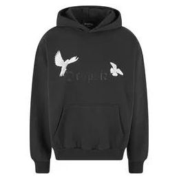 Kapuzenpullover DROPSIZE "Dropsize Herren Heavy Oversize Doves Hoodie", Herren, Gr. XXL, washedschwarz, 70% Baumwolle, 30% Polyester, mehrfarbig, oversize, ohne Ausschnitt, Pullover Kapuzenpullover