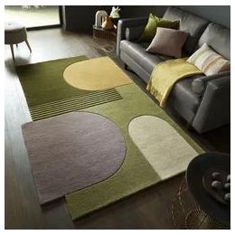 Teppich FLAIR RUGS "LOZENGE", bunt (bunt, gr&uuml;n), B:120cm H:10mm L:180cm, Wolle, Teppiche, Teppich, Kurzflor, Retro Muster