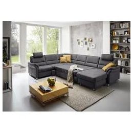 Wohnlandschaft DIE PLANBAR "ZE-EM16033 U-Form, Breite 330 cm", mammut grau, B:330cm T:262cm, 100% Polyester, Sofas, Wohnlandschaft, wahlweise mit Kopfst&uuml;tzen und Bettfunktion