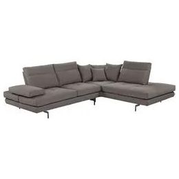 Ecksofa Calia italia "Toby Wing, B/T: 288/232 cm, Designsofa, Premium Sitzkomfort, L-Form", grau (tortora quebec), B:288cm H:90cm T:232cm, Synthetische Faser (100% Polyester), Sofas, Ecksofa, Sitztiefenverstellung, wahlw. mit Kissen-Set,F&uuml;&szlig;e schwarz matt