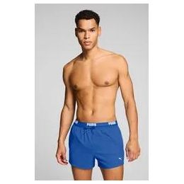 Badeshorts Puma "Puma SWIM MEN LOGO SHORT SHORTS 1P", Herren, Gr. M, N-Gr, ultra blau, Web, Obermaterial: 100% Polyester, Badehosen Badeshorts, Seitentaschen, Ges&auml;&szlig;tasche mit Rei&szlig;verschluss, Kordelzug