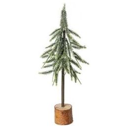 Dekobaum OTTO HOME "Janosch, Weihnachtsdeko", gr&uuml;n, H:50cm, Kunststoff, Massivholz, Dekofiguren, Fichtenstamm mit beschneiten Zweigen auf Holzsockel