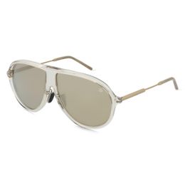 Moncler ME6009 GLYDE | Unisex-Sonnenbrille | Fassung: Vollrand, Pilot, Acetat, Beige Gl&auml;nzend | Glasfarbe: Braun Spiegel Gold
