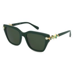 Swarovski SK6041 | Damen-Sonnenbrille | Fassung: Vollrand, Geometrisch, Acetat, Gr&uuml;n Dunkel | Glasfarbe: Gr&uuml;n