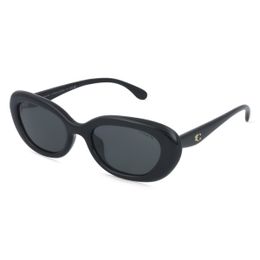 Coach HC8448U CDP35 | Damen-Sonnenbrille | Fassung: Vollrand, Oval, Kunststoff, Schwarz | Glasfarbe: Grau