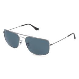 Ray-Ban RB3779 EXPLORER 3 | Unisex-Sonnenbrille | Fassung: Vollrand, Quadratisch, Metall, Gun | Glasfarbe: Blau