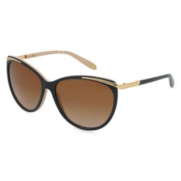 Ralph Lauren Ralph RA5150 RA 5150 | Damen-Sonnenbrille | Fassung: Vollrand, Cat Eye, Acetat, Schwarz Gold | Glasfarbe: Braun Verlaufend