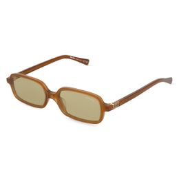 Miu Miu MU 11ZS | Damen-Sonnenbrille | Fassung: Vollrand, Eckig, Acetat, Blau Gr&uuml;n | Glasfarbe: Gelb