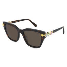 Swarovski SK6041 | Damen-Sonnenbrille | Fassung: Vollrand, Geometrisch, Acetat, Havanna | Glasfarbe: Braun