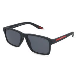 Prada PS 05YS | Herren-Sonnenbrille | Fassung: Vollrand, Eckig, Kunststoff, Schwarz Gummiert | Glasfarbe: Grau Verlaufend