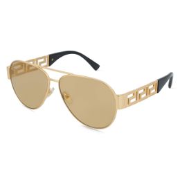 Versace VE2289 | Herren-Sonnenbrille | Fassung: Vollrand, Pilot, Metall, Gold | Glasfarbe: Gelb Spiegel Silber
