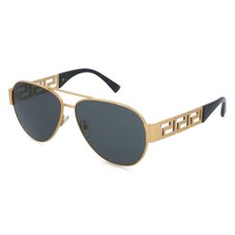 Versace VE2289 | Herren-Sonnenbrille | Fassung: Vollrand, Pilot, Metall, Gold | Glasfarbe: Grau