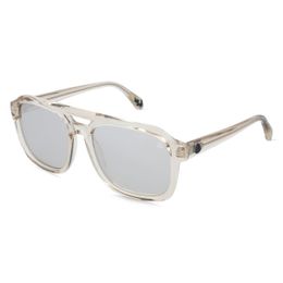 Moncler ME6024 VANTOS | Unisex-Sonnenbrille | Fassung: Vollrand, Quadratisch, Acetat, Gelb Transparent | Glasfarbe: Grau Spiegel Silber