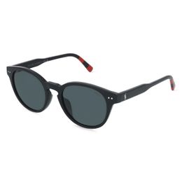 Polo Ralph Lauren PH4241U | Herren-Sonnenbrille | Fassung: Vollrand, Rund, Acetat, Schwarz Gl&auml;nzend | Glasfarbe: Grau