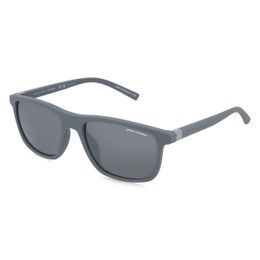 Emporio Armani AX4167SU | Herren-Sonnenbrille | Fassung: Vollrand, Quadratisch, Kunststoff, Grau Matt | Glasfarbe: Grau Spiegel Silber