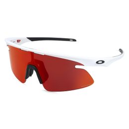 Oakley OO9527D RSLV LITE | Unisex-Sonnenbrille | Fassung: Halbrand, Eckig, Kunststoff, Wei&szlig; Matt | Glasfarbe: Rot Verlaufend