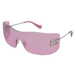 Miu Miu MU B53S | Damen-Sonnenbrille | Fassung: Randlos, Eckig, Metall, Silber | Glasfarbe: Pink Spiegel Silber