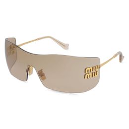 Miu Miu MU B53S | Damen-Sonnenbrille | Fassung: Randlos, Eckig, Metall, Gold | Glasfarbe: Braun Verspiegelt Champagner