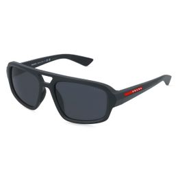 Prada Linea Rossa PS B11SU | Herren-Sonnenbrille | Fassung: Vollrand, Geometrisch, Kunststoff, Schwarz Matt | Glasfarbe: Grau