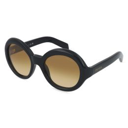 Prada PR D08SU | Damen-Sonnenbrille | Fassung: Vollrand, Rund, Acetat, Schwarz | Glasfarbe: Gelb Verlaufend