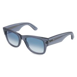 Ray-Ban RB0840SMEGA WAYFARER | Unisex-Sonnenbrille | Fassung: Vollrand, Quadratisch, Kunststoff, Grau Transparent | Glasfarbe: Blau Verlaufend