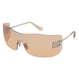 Miu Miu MU B53S | Damen-Sonnenbrille | Fassung: Randlos, Eckig, Metall, Silber | Glasfarbe: Orange Spiegel Silber