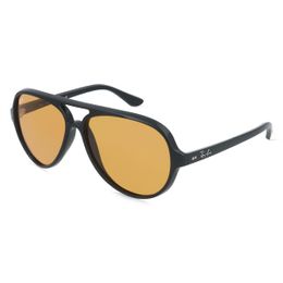 Ray-Ban RB4125 CATS 5000 | Herren-Sonnenbrille | Fassung: Vollrand, Pilot, Kunststoff, Schwarz | Glasfarbe: Orange