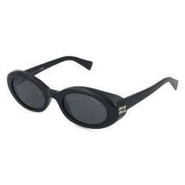 Miu Miu MU B09S | Damen-Sonnenbrille | Fassung: Vollrand, Oval, Acetat, Schwarz | Glasfarbe: Grau