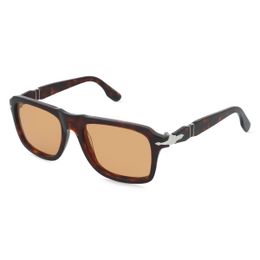 Persol PO8002S | Herren-Sonnenbrille | Fassung: Vollrand, Eckig, Acetat, Havanna | Glasfarbe: Gelb Spiegel Orange