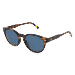 Polo Ralph Lauren PH4241U | Herren-Sonnenbrille | Fassung: Vollrand, Rund, Acetat, Rot Havanna | Glasfarbe: Blau