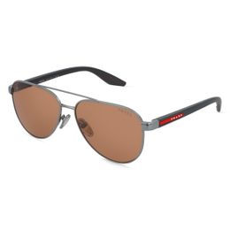 Prada Linea Rossa PS A52S | Herren-Sonnenbrille | Fassung: Vollrand, Pilot, Metall, Gun | Glasfarbe: Braun