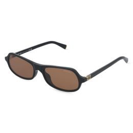 Miu Miu MU B10SU | Damen-Sonnenbrille | Fassung: Vollrand, Geometrisch, Acetat, Schwarz | Glasfarbe: Braun