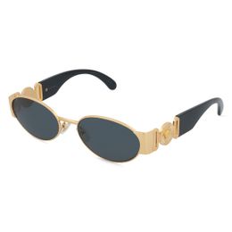 Versace VE2299 | Herren-Sonnenbrille | Fassung: Vollrand, Oval, Metall, Gold | Glasfarbe: Grau