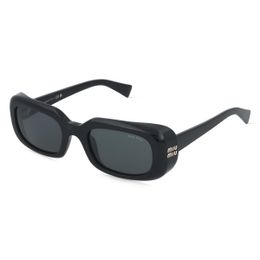 Miu Miu MU B13S | Damen-Sonnenbrille | Fassung: Vollrand, Eckig, Acetat, Schwarz | Glasfarbe: Grau