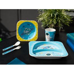 Berger RPET Nino Kindergeschirr-Set blau 5-tlg. f&uuml;r 1 Kind - Kunststoff und Melamin Geschirr-Sets