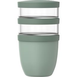 Mepal Ellipse Lunchpot 3-teilig mit drei getrennten F&auml;chern und auslaufsicher 500 ml und 2x 200 ml nordic sage - Lebensmittelbeh&auml;lter / Vorratsdosen