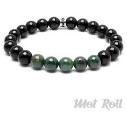 Mot Roll Perlen Armband schwarz gr&uuml;n indischer Achat Edelstein Herren Menbeads