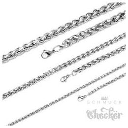 Zopfkette aus Edelstahl silber dicke oder d&uuml;nne Halskette 60cm Kette Herren Schmuck