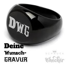 Schwarzer Bikerring mit Gravur Wunsch-Motiv Ring aus Edelstahl M&auml;nner Geschenk