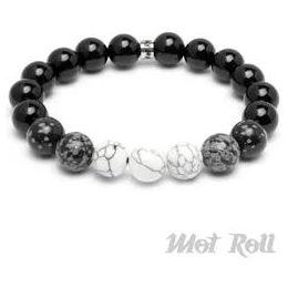 Mot Roll Perlen Armband Edelstein schwarz wei&szlig; Achat Onyx Herren M&auml;nner Menbeads