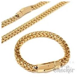 XL Fuchsschwanzkette und Armband Set aus Edelstahl dicke gold Halskette Geschenk