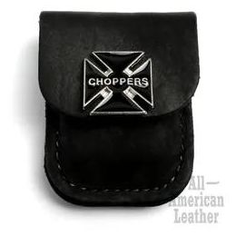 Choppers Feuerzeug-Tasche f&uuml;r Biker aus dickem schwarzem Leder made in the USA